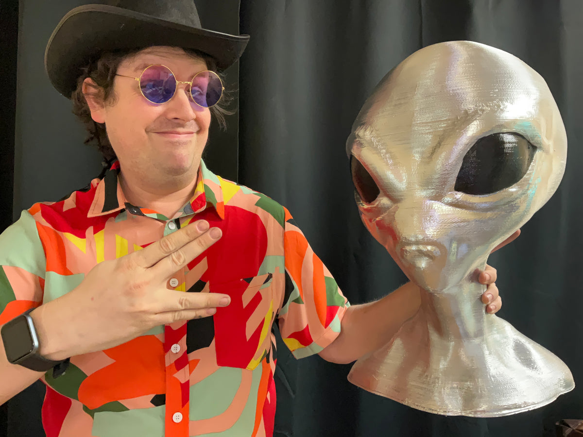 GIANT Silver Alien! Customizable Color AND Eye Color. HUGE Novelty ...